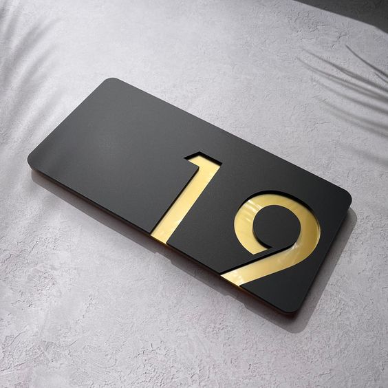 Golden Acrylic House number plate – Toobas.pk Online Customized Gifts