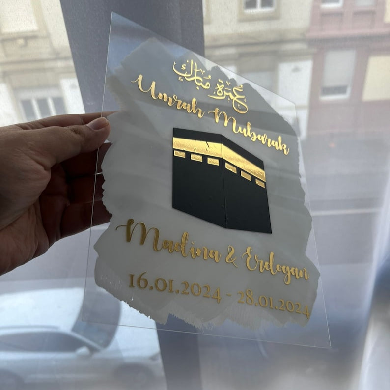 Acrylic Card Gift for Umrah Return – Toobas.pk Online Customized Gifts
