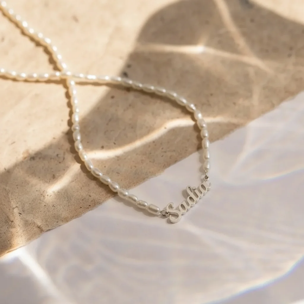 Pearls Chain Name necklace – Toobas.pk Online Customized Gifts